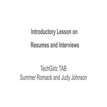 Introductory lesson on resumes and interviews | PPT