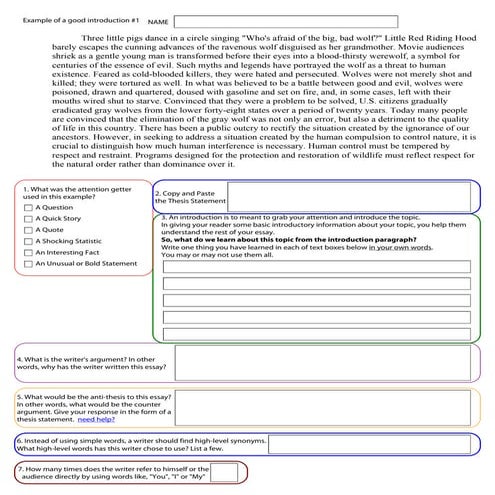 Introductory Paragraph Exercises | PDF
