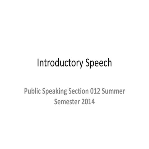 Introductory speech powerpoint1 | PPTX
