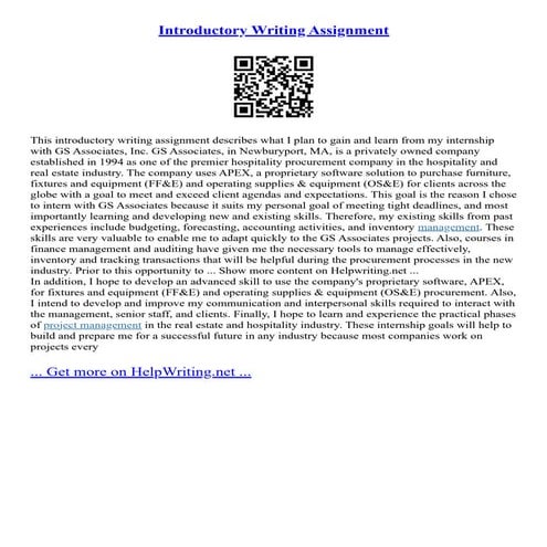 Introductory Writing Assignment | PDF