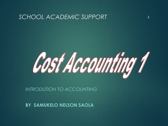 Basic Concepts of Cost Accounting-B.V.Raghunandan | PPT