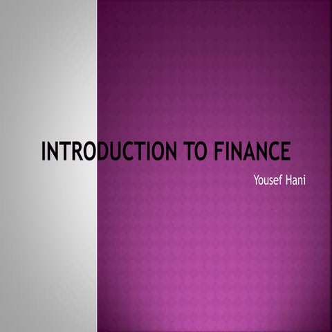 Introdution To Finance | PPTX