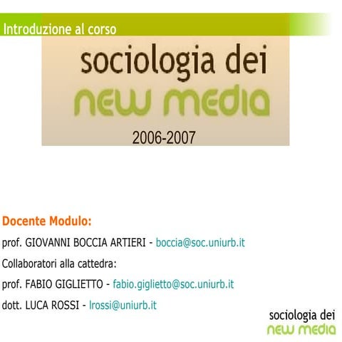 Introduzione corso NewMedia 2006-2007 | PPT