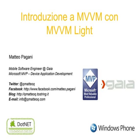 Introduzione a MVVM con MVVM light | PPTX