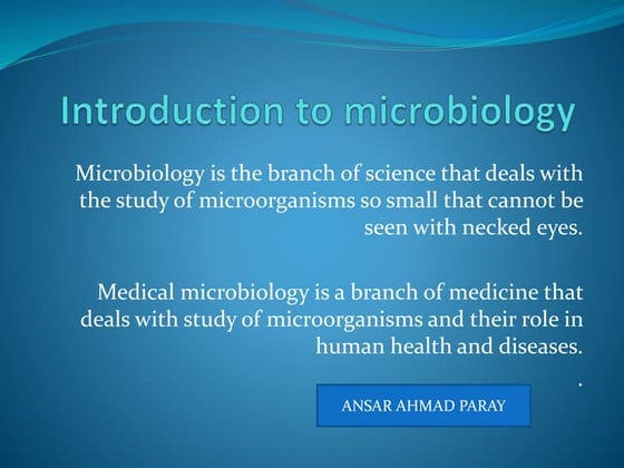 1. Introduction to Microbiology & Parasitology lecture | PPTX ...