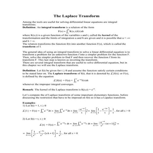 Intro laplacetransform | PDF
