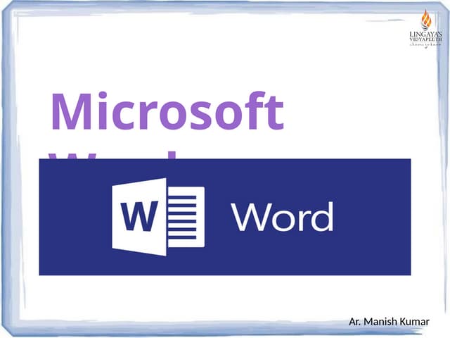 MS Word introduction document for beginners. | PPTX