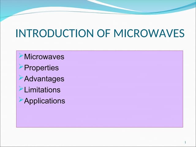 Presentation on Applications of microwave | PPTX