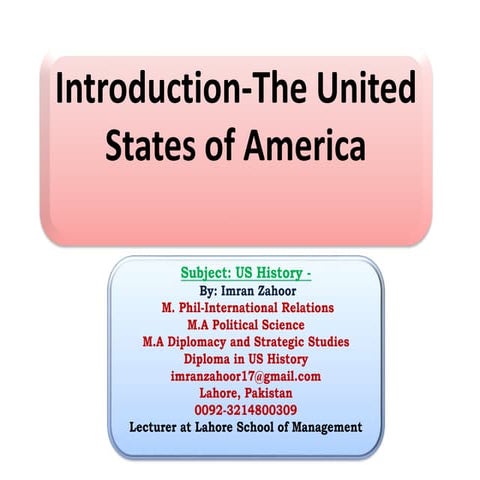 An Introduction of the United States of America | PPTX