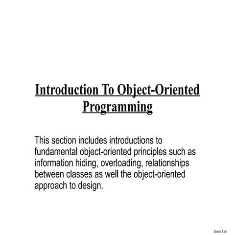 Introduction To Object Oriented Programming Ppt Programming 0462