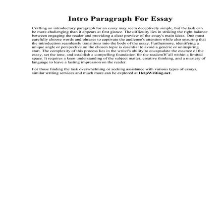 Intro Paragraph For Essay Pdf