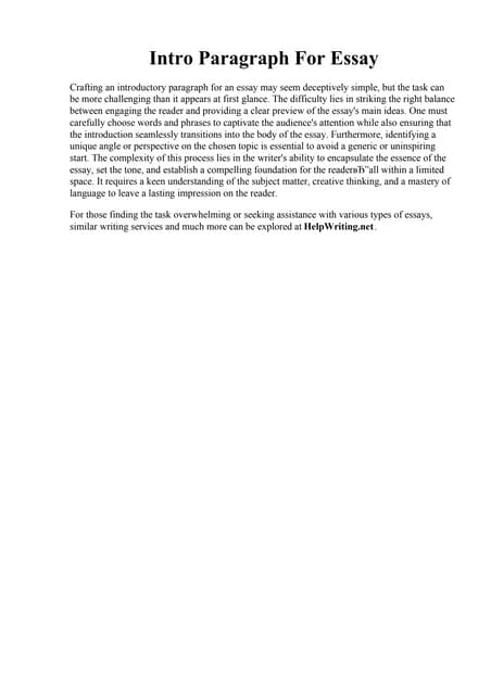 Intro Paragraph For Essay Pdf
