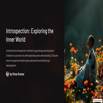 Introspection : A Method to Study Behaviors of an Individuals | PPTX