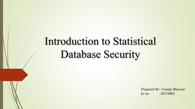Intro Statistical Database Security Pptx Databases Computer