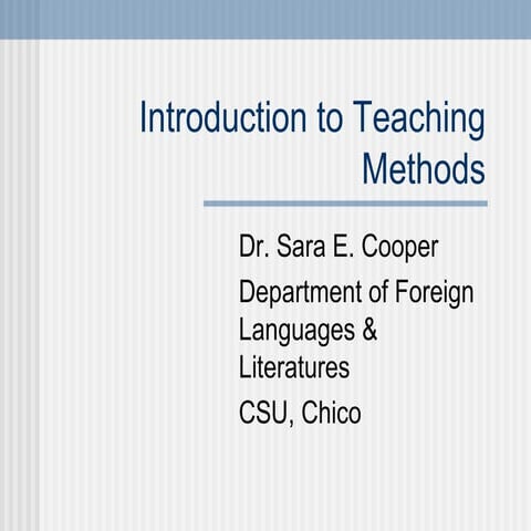Intro teachingmethods cooper | PPT