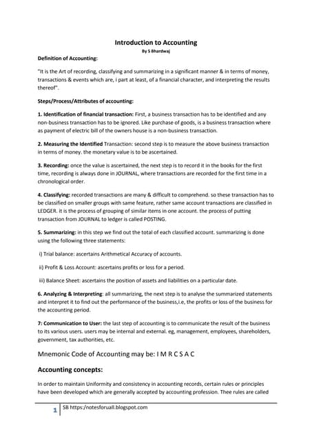 Basic accounting notes | PDF