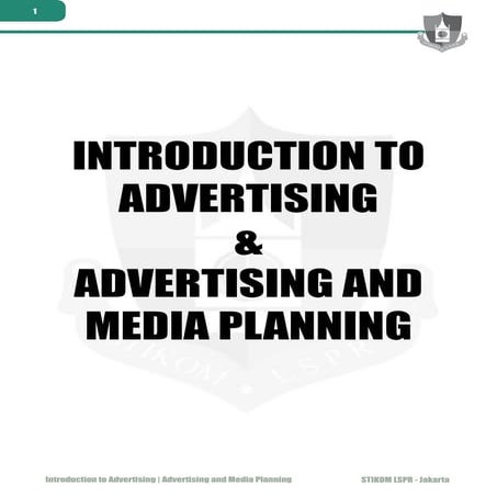 Introduction To Advertising & Advertising and Media Planning I | PDF