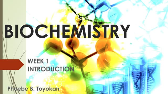 Introduction To Biochemistry Lecturepdf Ppt