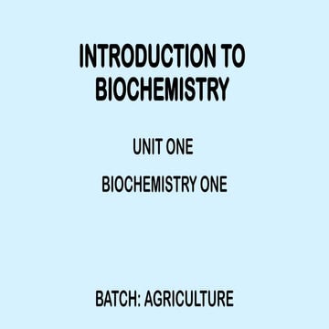 Introduction to biochemistry | PPT