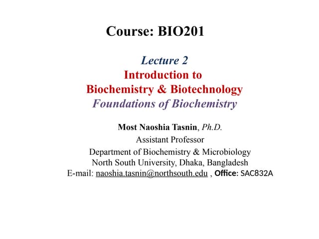 Chapter 1 - Introduction to Biochemistry (slideshare) | PPT