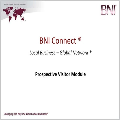 Intro to BNI Connect visitor features dec 2013 | PPT | Free Download