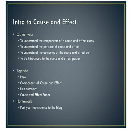 Intro To Cause And Effect | PPT