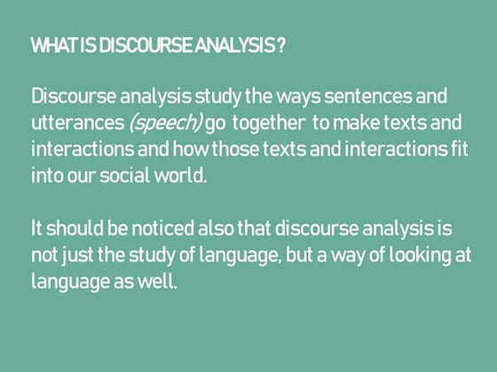 What is Discourse Analysis English Presentation.ppt