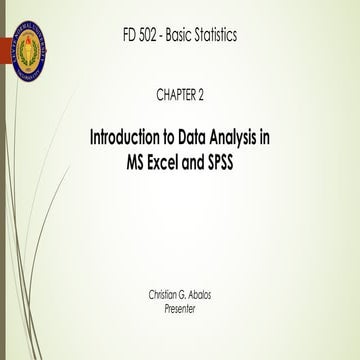 Intro to Data Analysis and Descriptive Statistics FD 502 Presentation ...