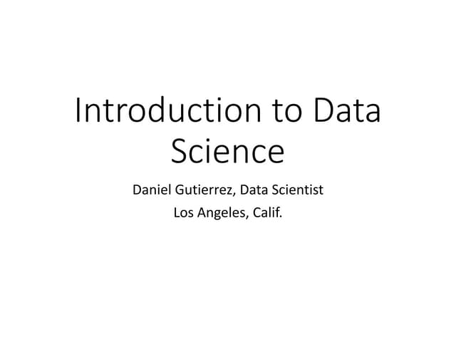 Intro To Data Science Module 1 R Ppt