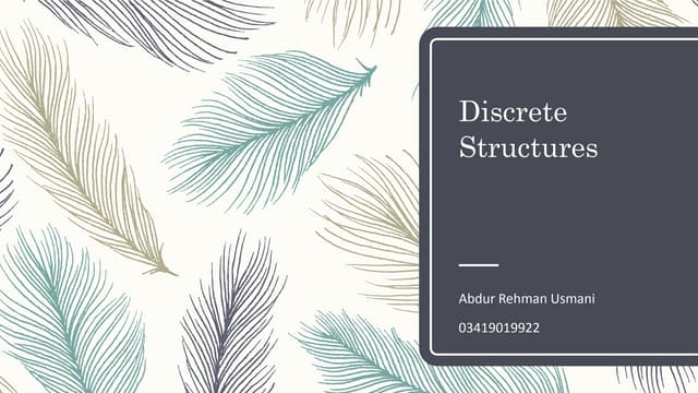 Discrete Structures. Lecture 1 | PDF