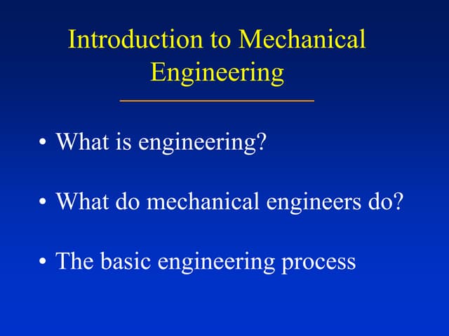 Introduction to Mechanical Engineering | PDF
