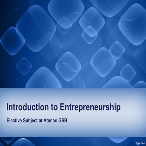 Introduction to Entrepreneurship v.3 | PPT