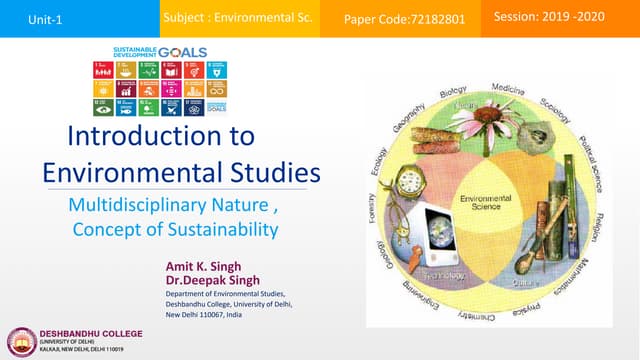 Definition, scope and Importance of environment science | PPTX