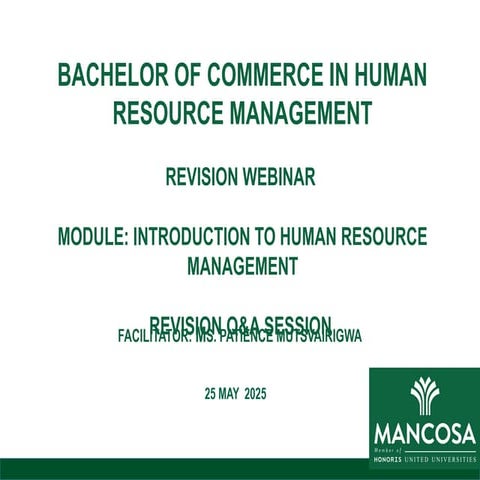 HRM introduction to the working place. Human Resouces | PPTX