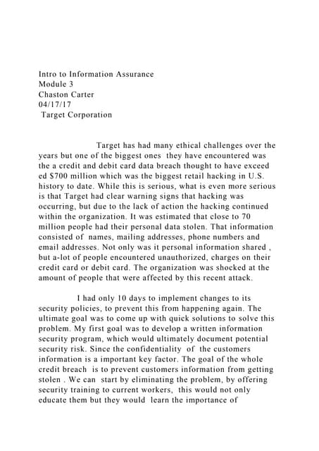 Target data breach presentation | PPTX | Internet | Computing