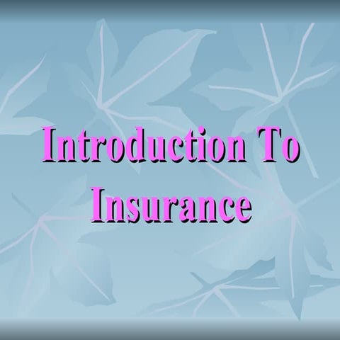 Intro to insurance | PPT