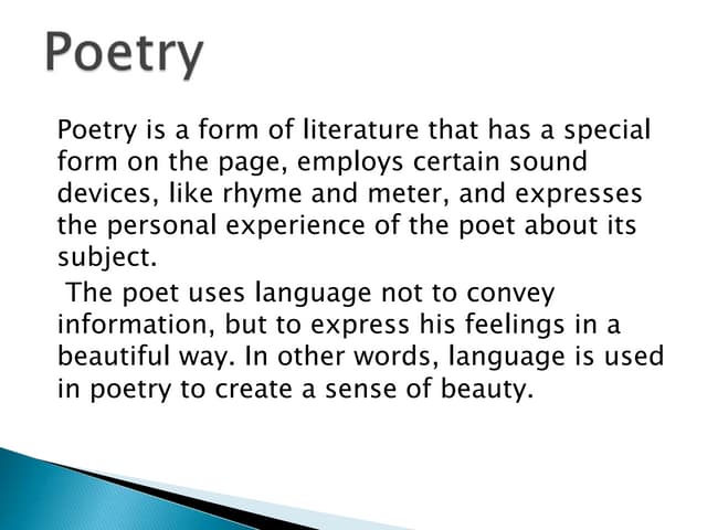 Elements of Poetry: Sound Devices | PPT