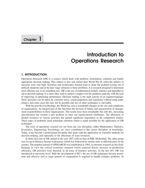 Operation research ppt chapter one | PPTX | Business | Business and Finance