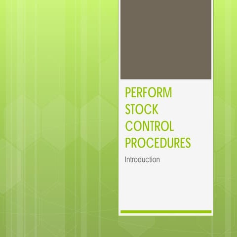 Intro to perform stock control | PDF