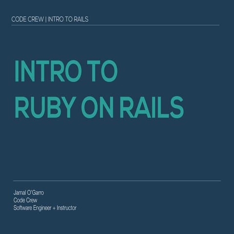 Intro To Ruby On Rails Ppt
