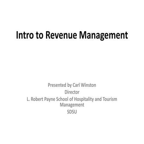 Intro To Revenue Management Sdsu | PPT