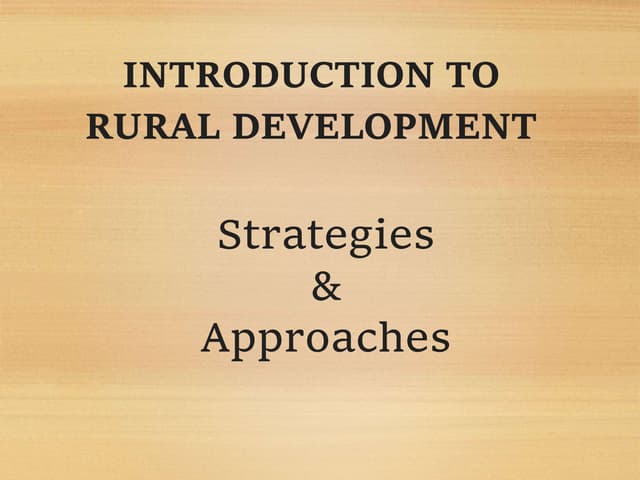 Rural Development Meaning, definition and concepts | PPTX