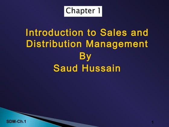 Mba sales and distribution management | DOC | Logistics | Business