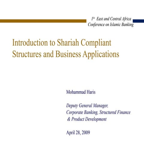 Intro To Shariah Compliant Structures Mohammed Haris | PPT