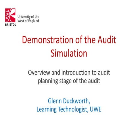 Demonstration of the audit simulation - Susan Whittaker and Glenn ...