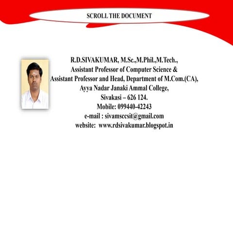 Scroll the Document - R.D.Sivakumar | PPTX | Computing | Technology & Computing