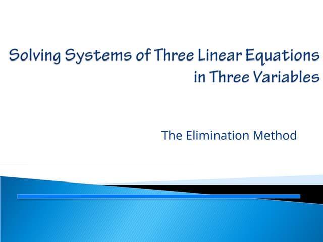 Systems of 3 Equations in 3 Variables | PPTX