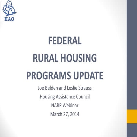 Federal Rural Housing Programs Update | PDF