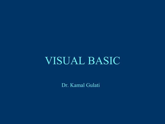Visual Basic Programming Ppt