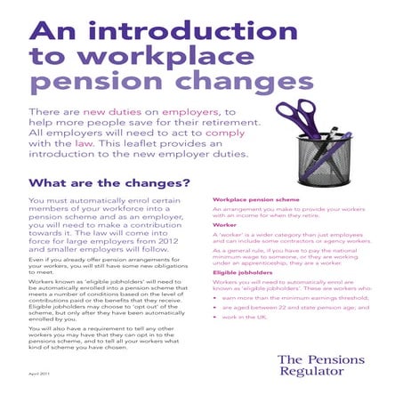 Intro To Workplace Pension Changes 2011 | PDF